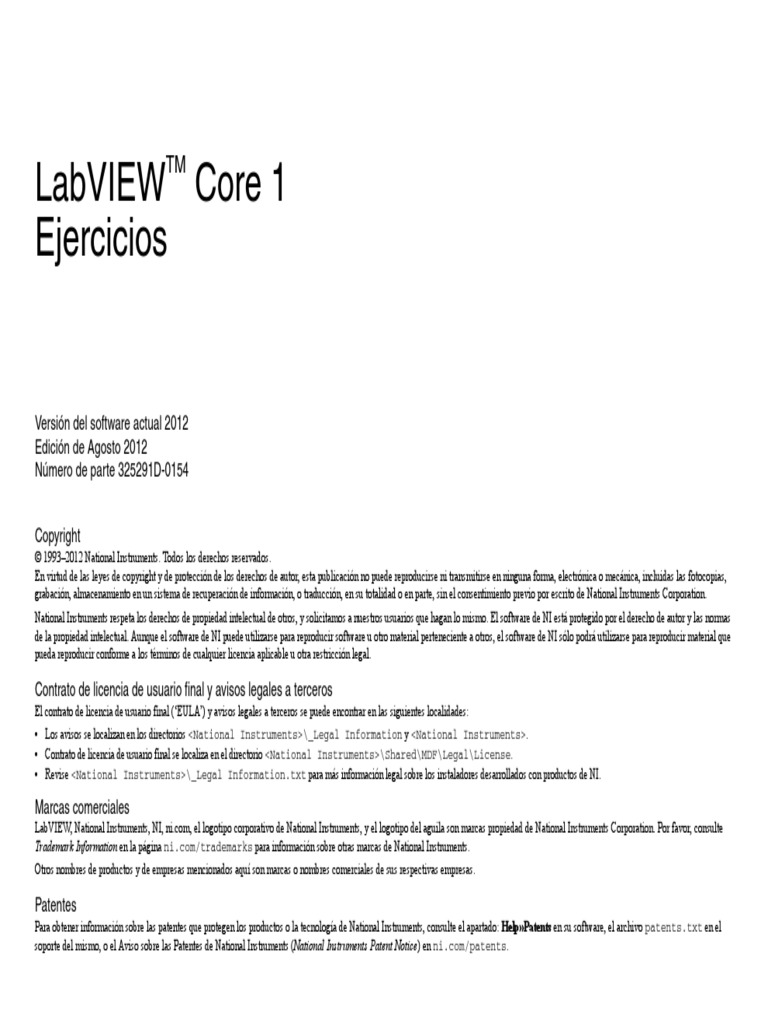 LabVIEW Core 1 - Exercises - Spanish PDF | PDF | Point and Click | Ventana (informática)