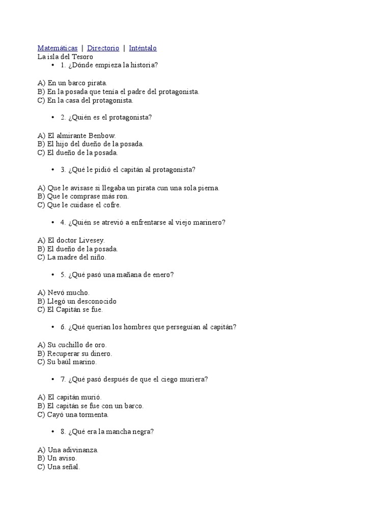 Examen La Isla Del Tesoros | PDF | Isla del tesoro | Piratería