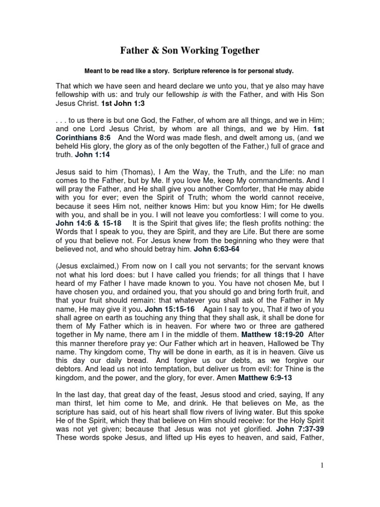 Father and Son Working Together | PDF | God The Father | John The Baptist