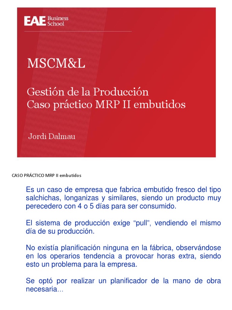 Caso Práctico Mrp Ii Embutidos Pdf