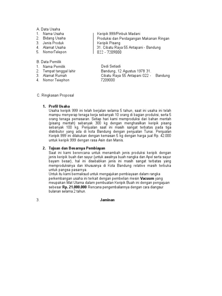 Proposal Ke Bank | PDF