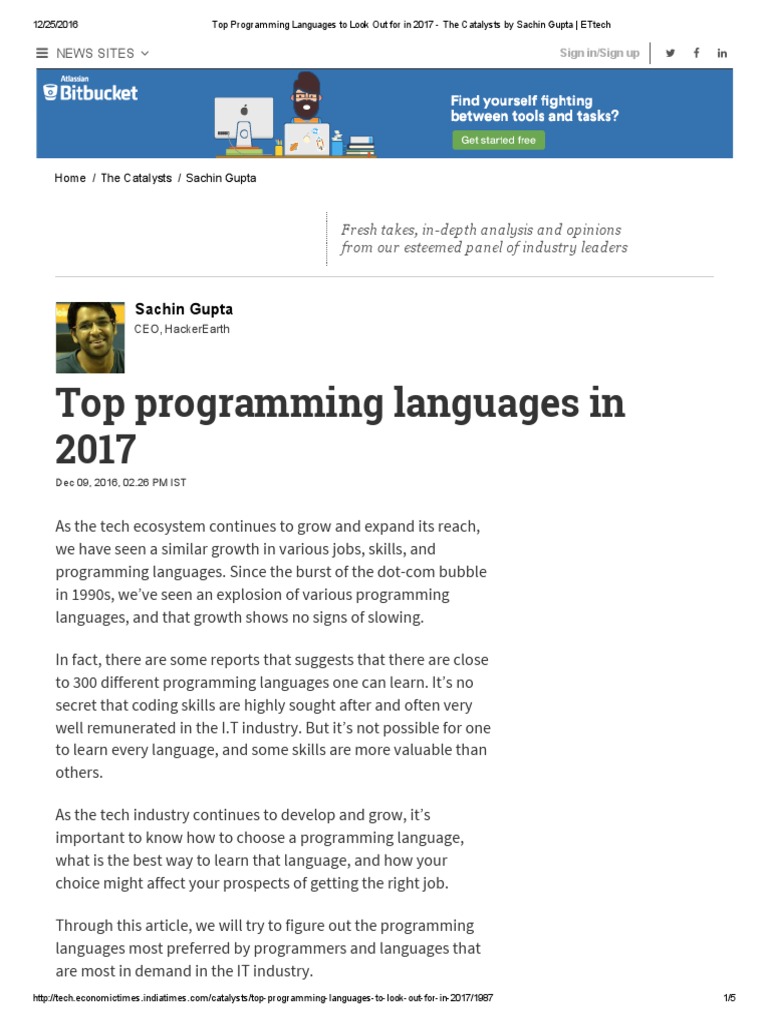 Top Programming Languages To Look Out For in 2017 - The Catalysts by ...