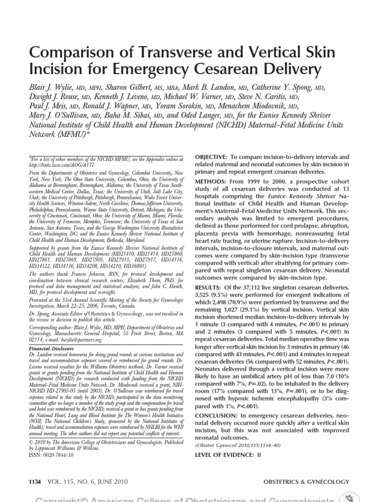 Comparison of Transverse and Vertical Skin Incision For Emergency ...