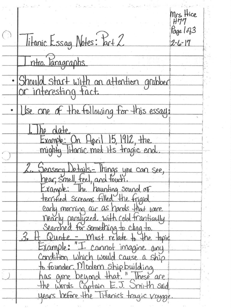 Titanic Essay Notes2 | PDF
