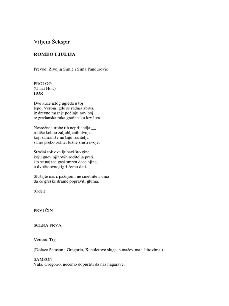 Viljem Sekspir - Romeo I Julija PDF | PDF