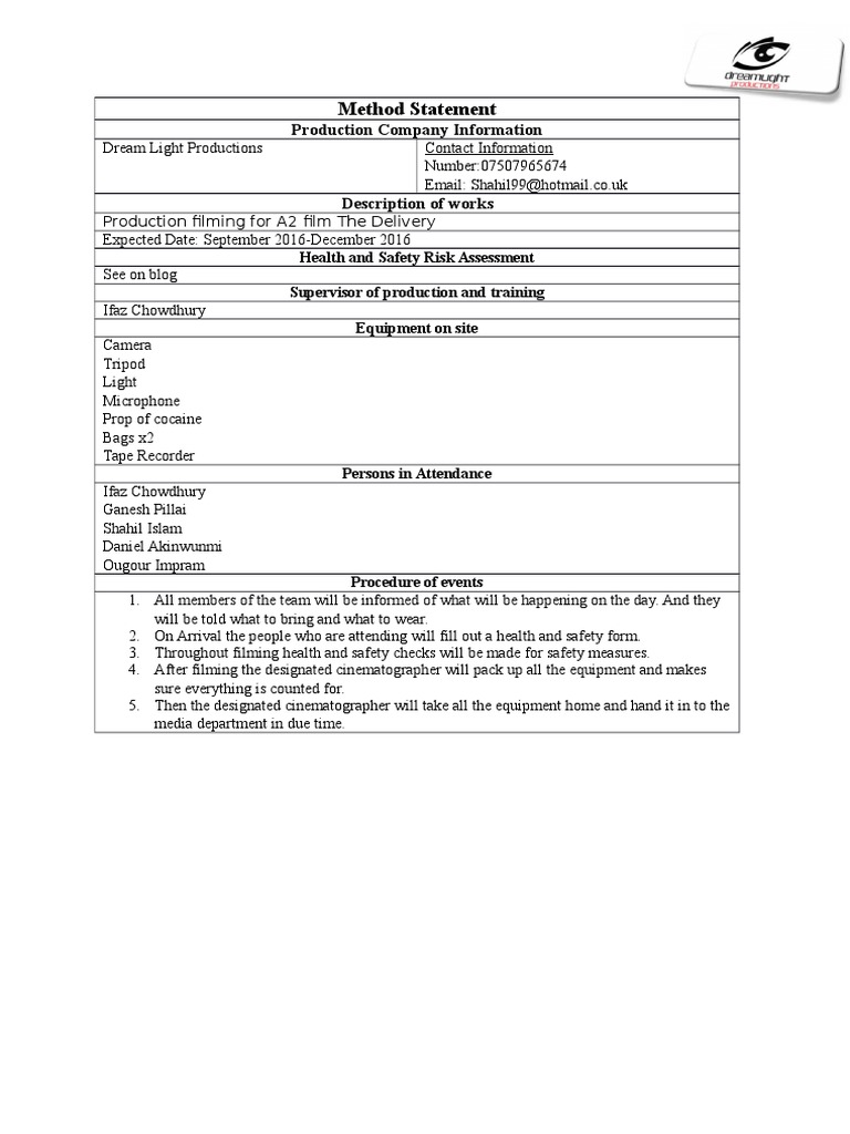 Method Statement | PDF