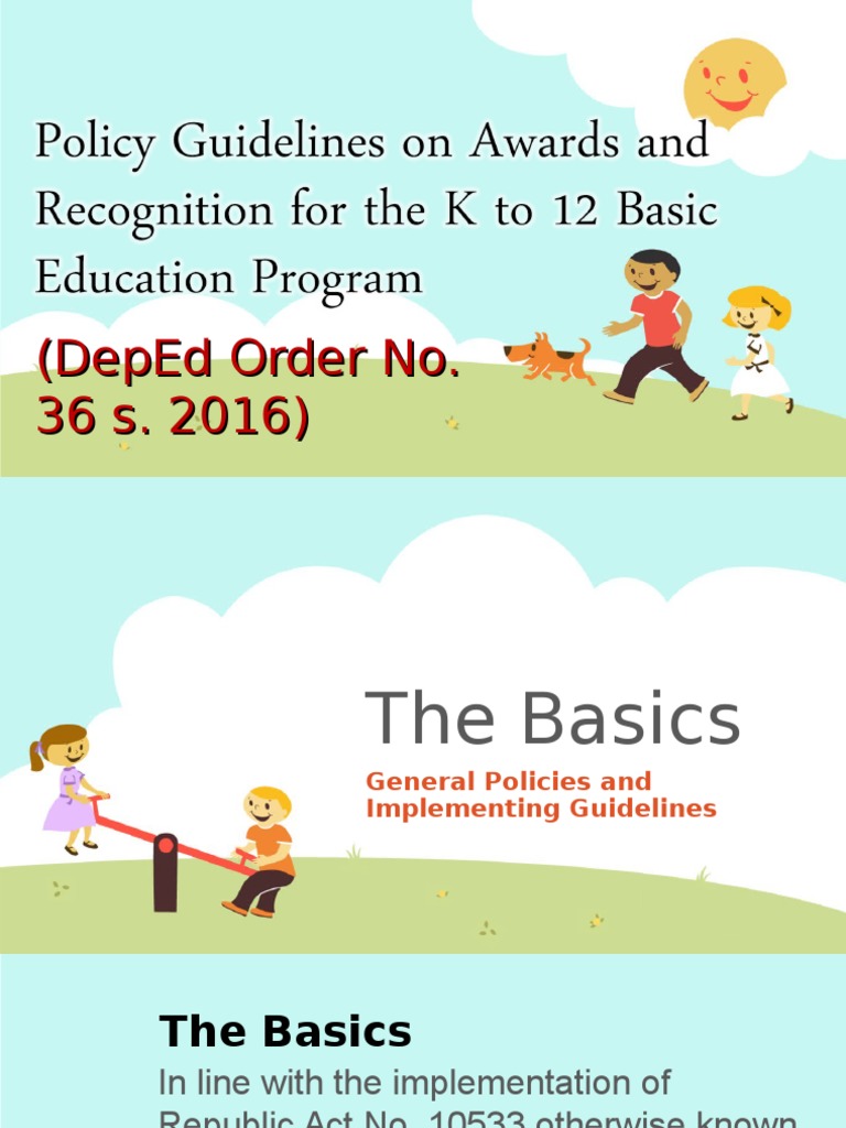 DepEd Order 36 s. 2016: Awards Guidelines | PDF | Curriculum | Teachers