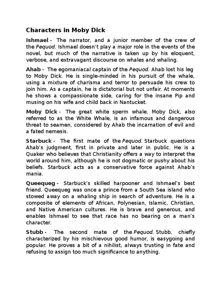 Characters in Moby Dick | PDF | Moby Dick | Captain Ahab