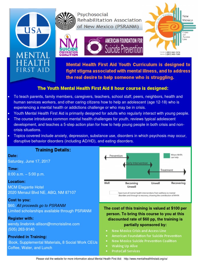 Youth Mental Health First Aid Flyer | PDF | Mental Health | Mental Disorder