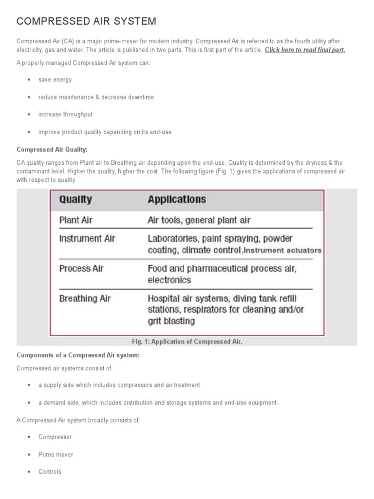 Compressed Air System | PDF | Engines | Chemical Engineering