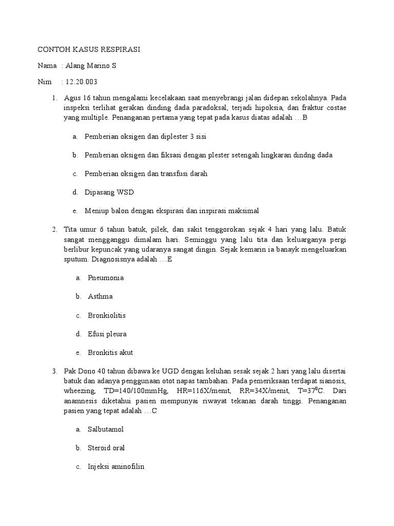Contoh Kasus Respirasi | PDF