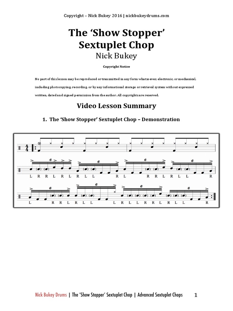 The 'Show Stopper' Sextuplet Chop | PDF | Music Theory | Elements Of Music