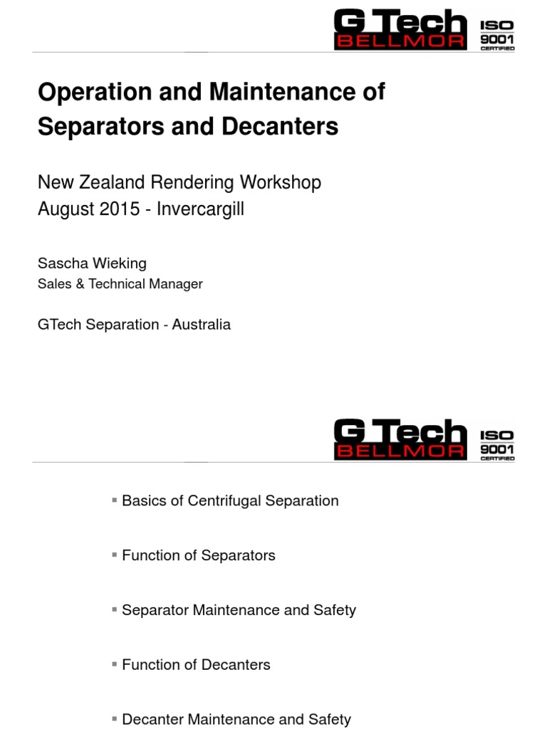 Operation and Maintenance of Separators and Decanters | PDF | Pump ...