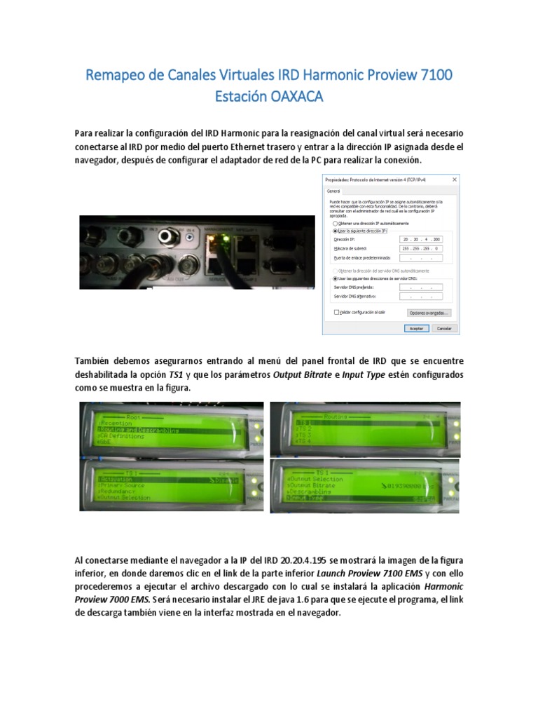 Remapeo de Canales Virtuales IRD Harmonic Proview 7100 | PDF | Point ...