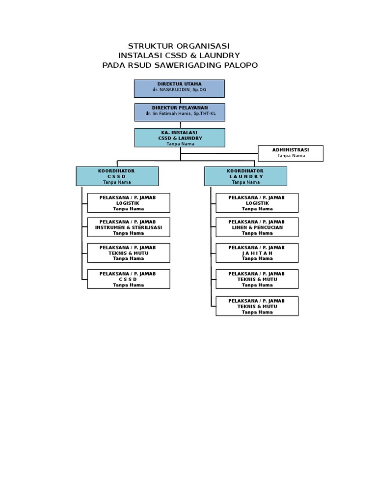 Struktur Organisasi CSSD Dan Laundry | PDF