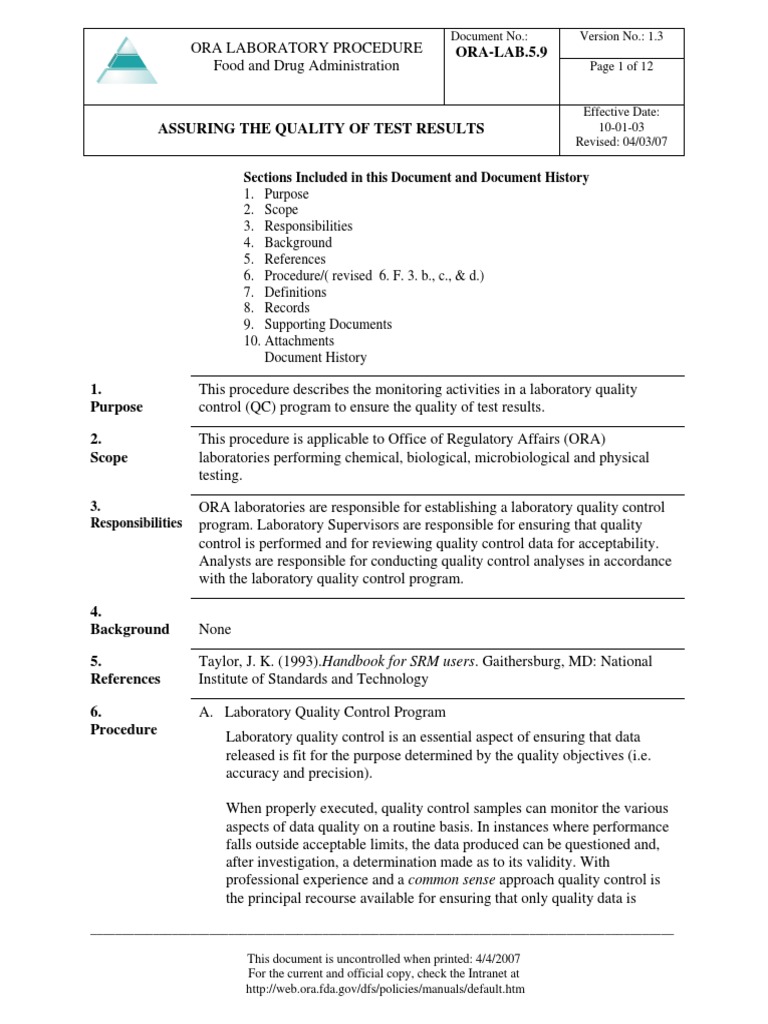 Quality of Test Results | PDF