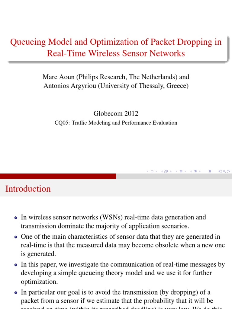 Queueing Model and Optimization of Packet Dropping in Real-Time Wireless Sensor Networks | PDF ...