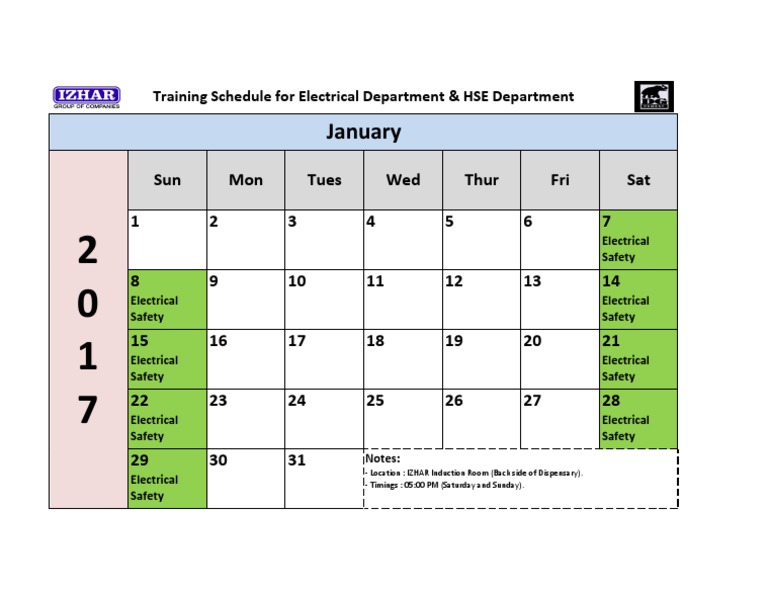 Electrical Training Schedule - January 2017 | PDF
