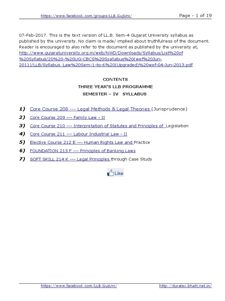 Syllabus - LLB Sem-4 Guj Uni | PDF | Jurisprudence | Human Rights