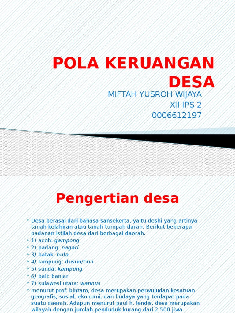 Pola Keruangan dan Klasifikasi Desa | PDF