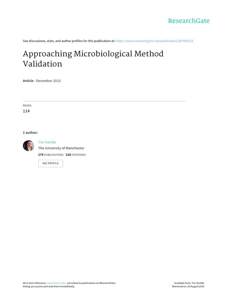 Approaching Microbiological Method Validation-1 | PDF | Statistical ...