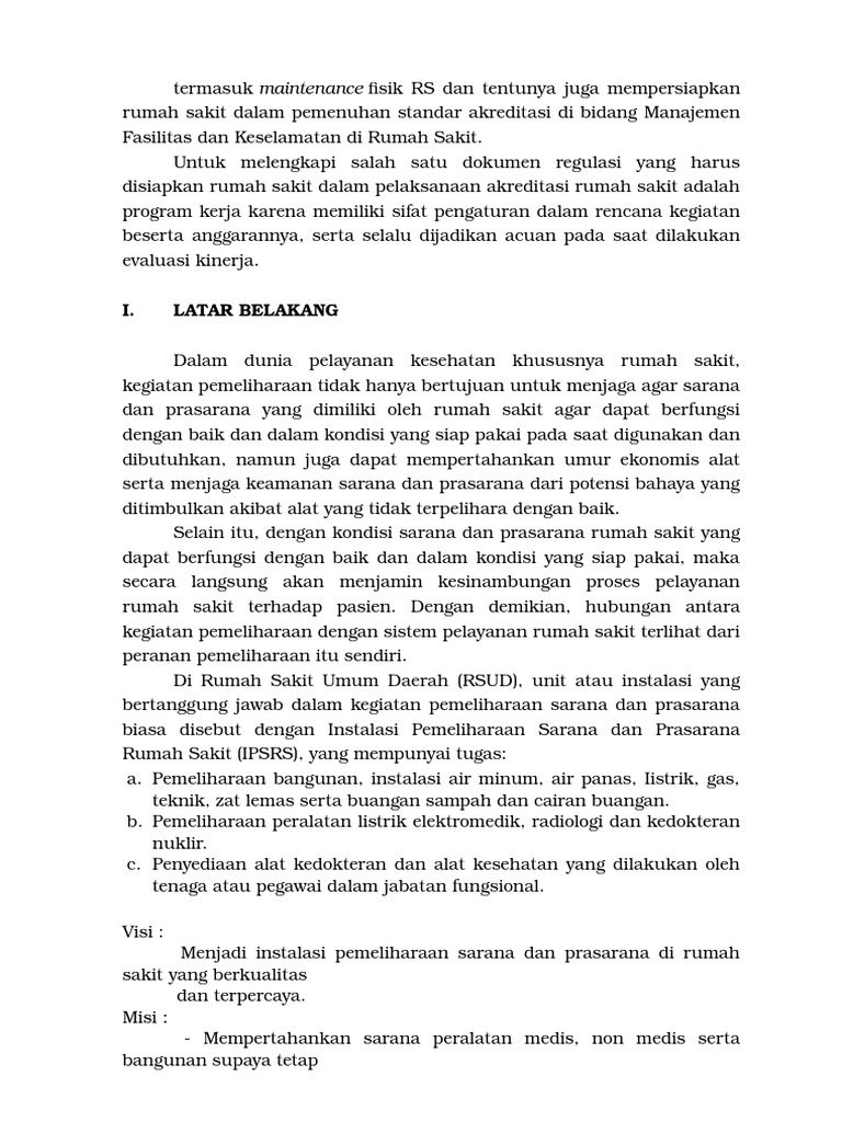 Program Kerja IPSRS - 2 | PDF