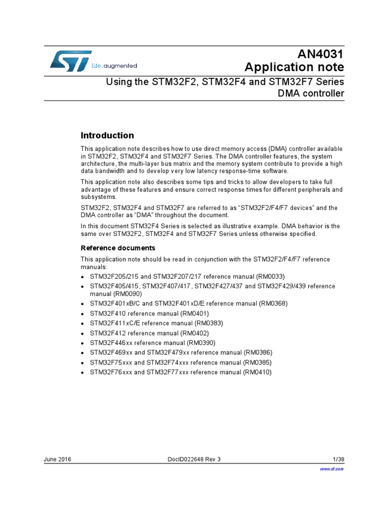 Using The STM32F2, STM32F4 and STM32F7 Series DMA Controller | PDF ...