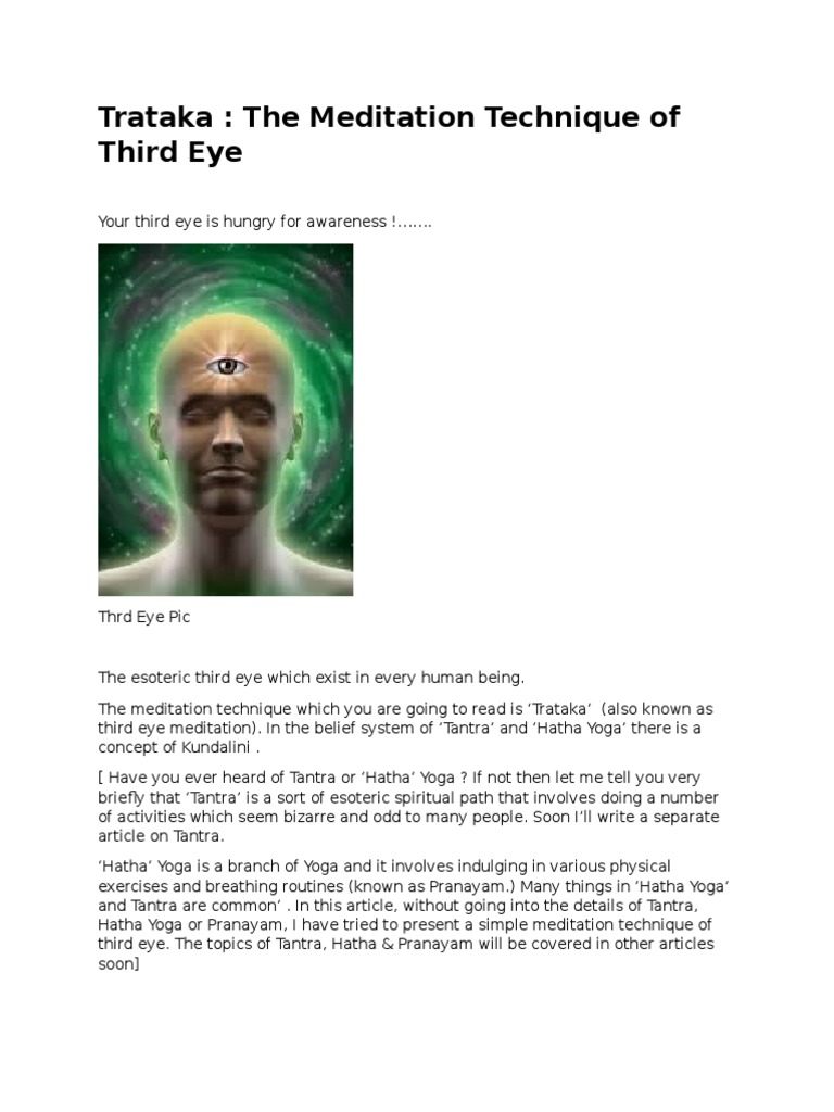 The Meditation Technique of Third Eye | PDF | Chakra | Kundalini