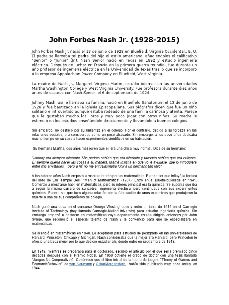 John Forbes Nash JR | PDF | Science | Tecnología (general)