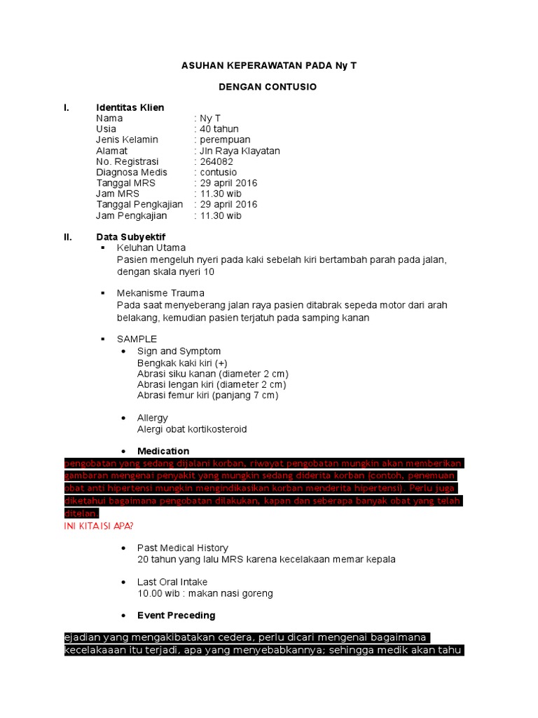 Pengkajian Contusio | PDF
