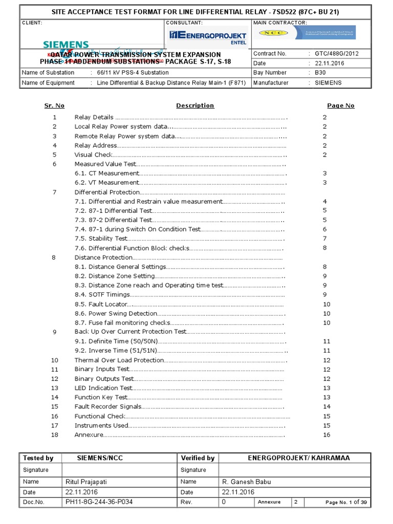 B30 - 87C+21 7SD522 SAT Form - Ann 2 1 | Download Free PDF | Electrical ...