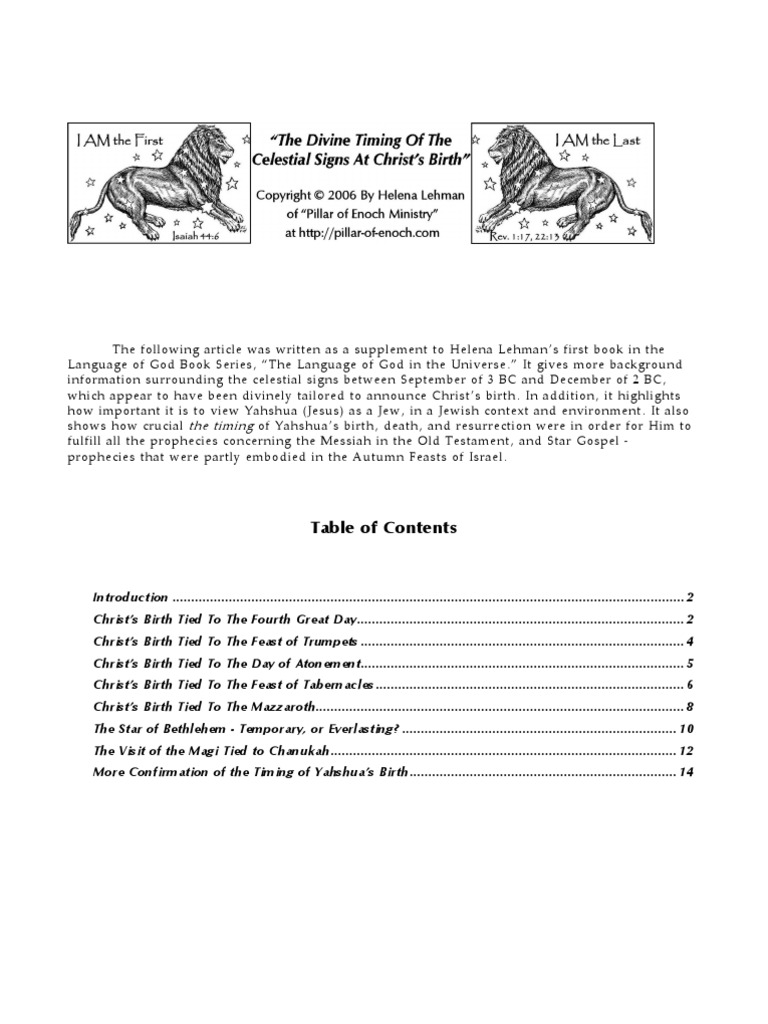 The Divine Timing of The Celestial Signs at Christ's Birth | PDF ...