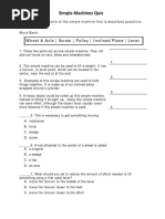 Simple Machines Worksheet&Test | PDF