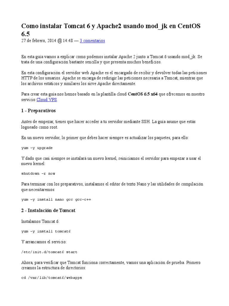 Como Instalar Tomcat 6 y Apache2 Usando Mod | PDF | Servidor HTTP Apache | Páginas del servidor Java