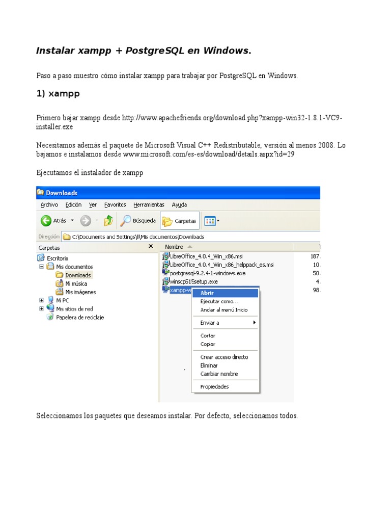 Instalar XAMPP y PostgreSQL en Windows | PDF | Postgre Sql | Datos de ...
