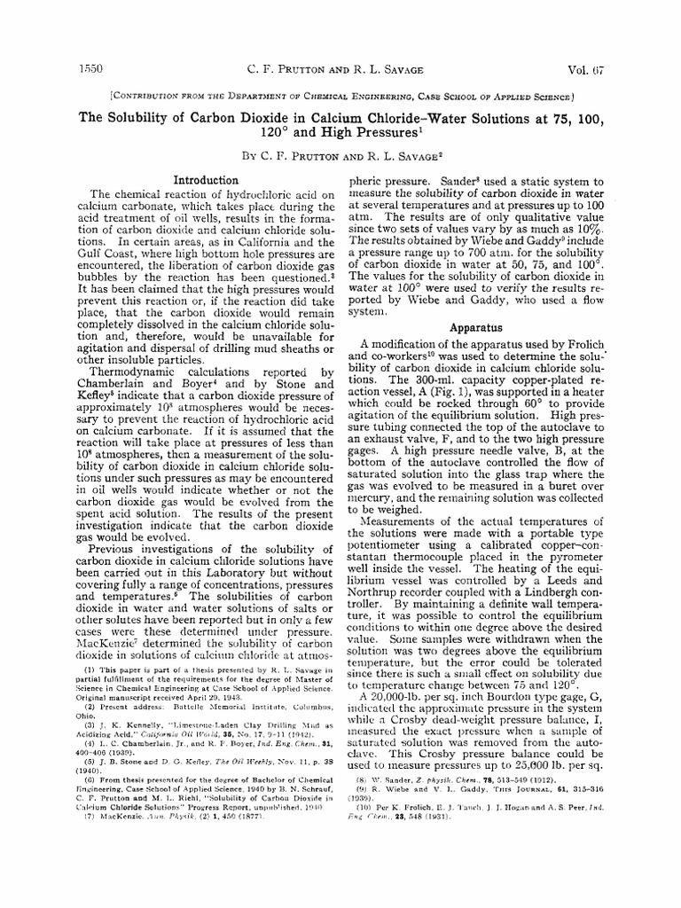 The Solubility of Carbon Dioxide in Calcium-Chloride-Water Solutions at ...