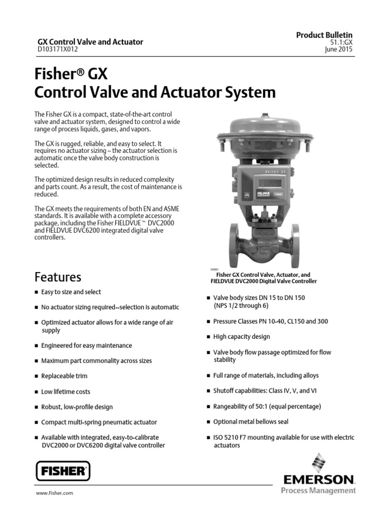 Fisher GX Control Valve and Actuator System | PDF | Valve | Actuator