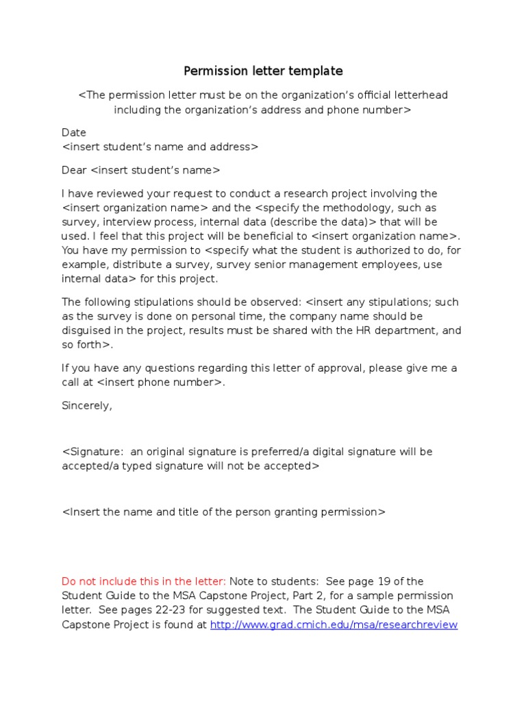 Permission Letter Template | PDF