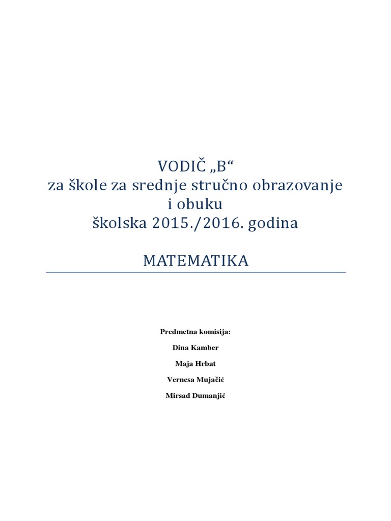 Matematika - Vodic B | PDF