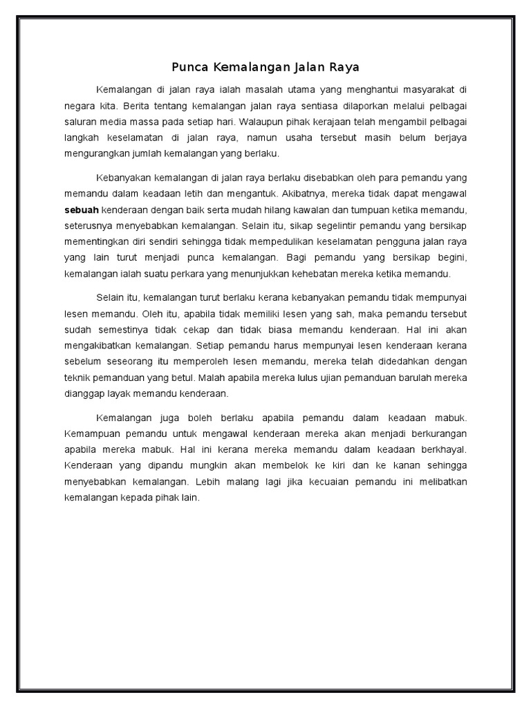 Punca Kemalangan Jalan Raya | PDF