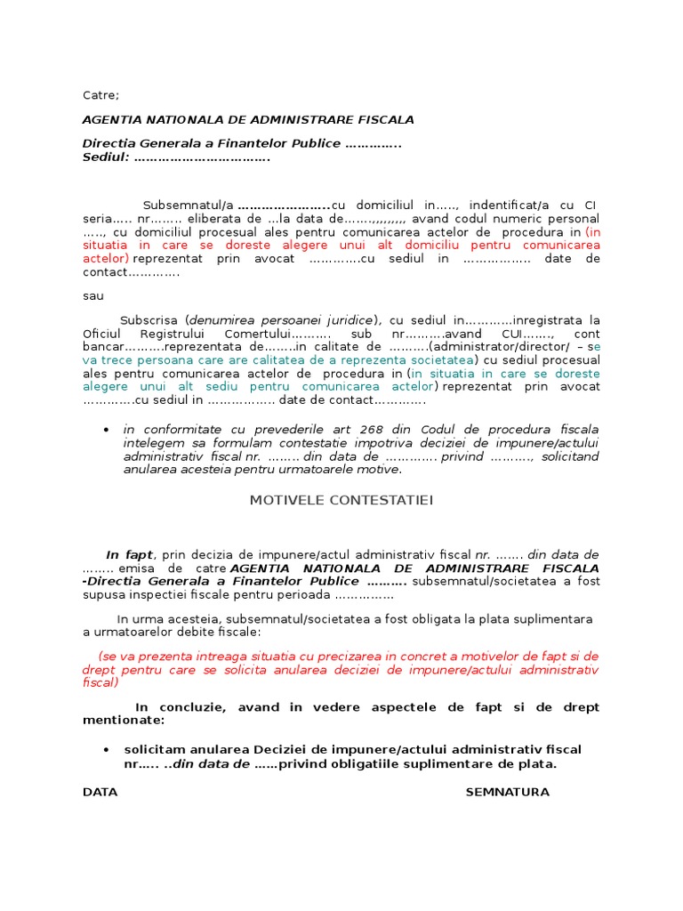 Model de Contestatie | PDF
