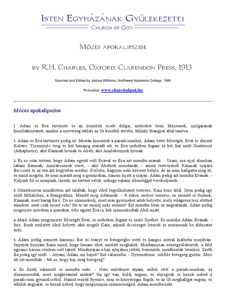 Mózes Apokalipszise (Apokrif Irat) | PDF