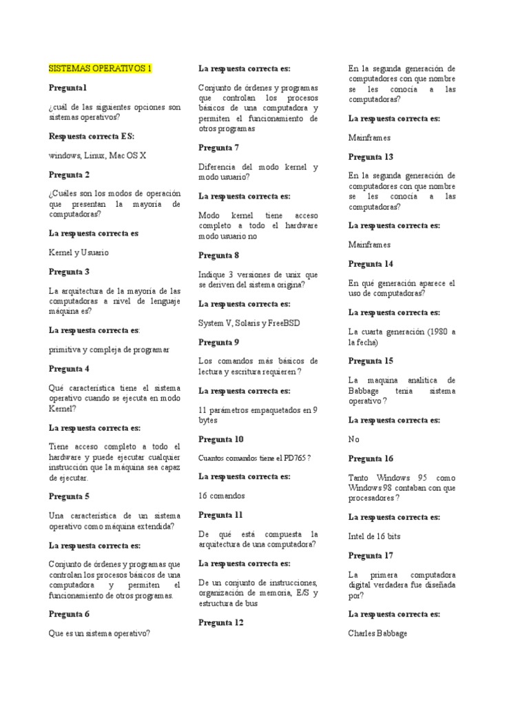 Cuestionario Resuelto Nac | PDF | Sistema operativo | Kernel (sistema operativo)