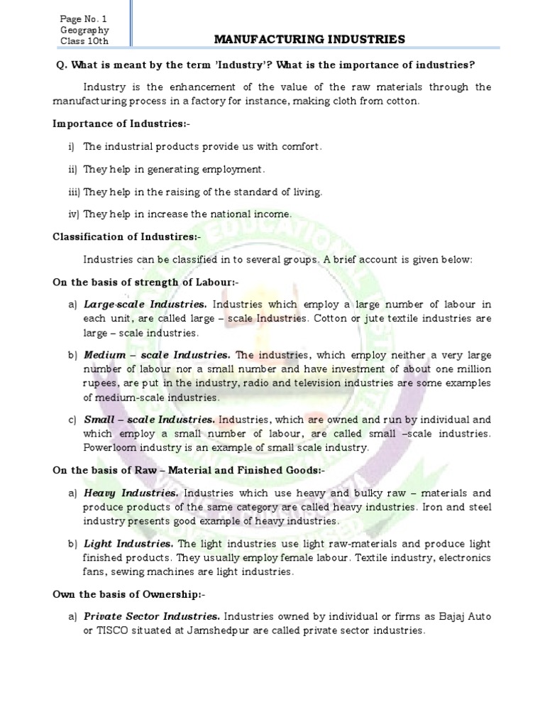 Ch-6 Manufacturing Industries | PDF | Industries | Air Pollution