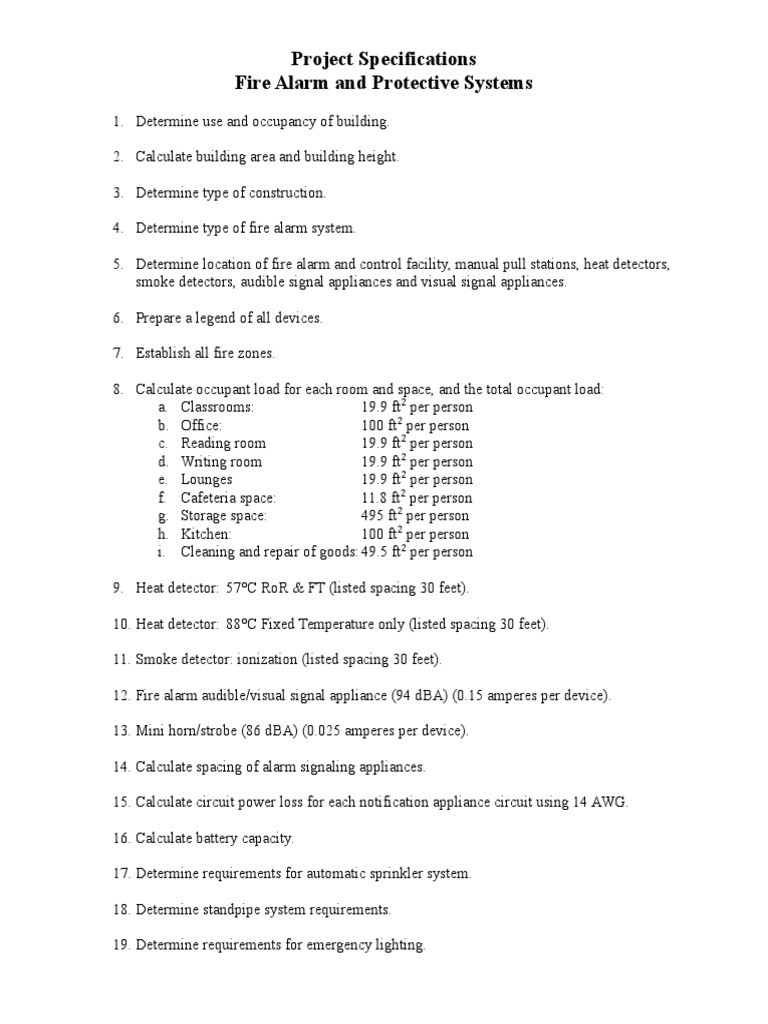 Project Specifications Fire Alarm and Protective Systems | PDF