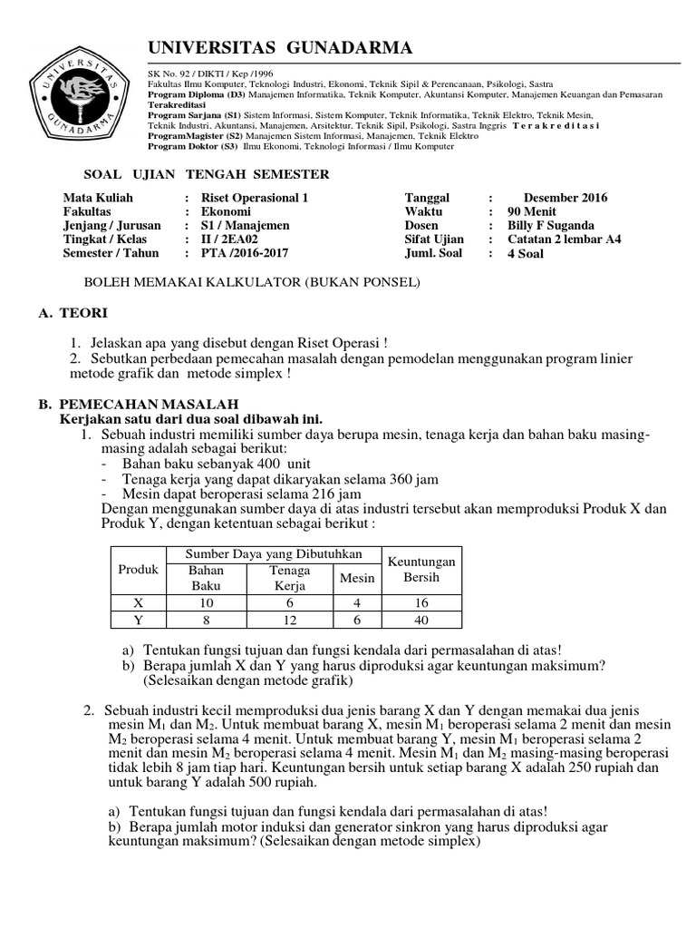 Uts Riset Operasional 2ea02 | PDF
