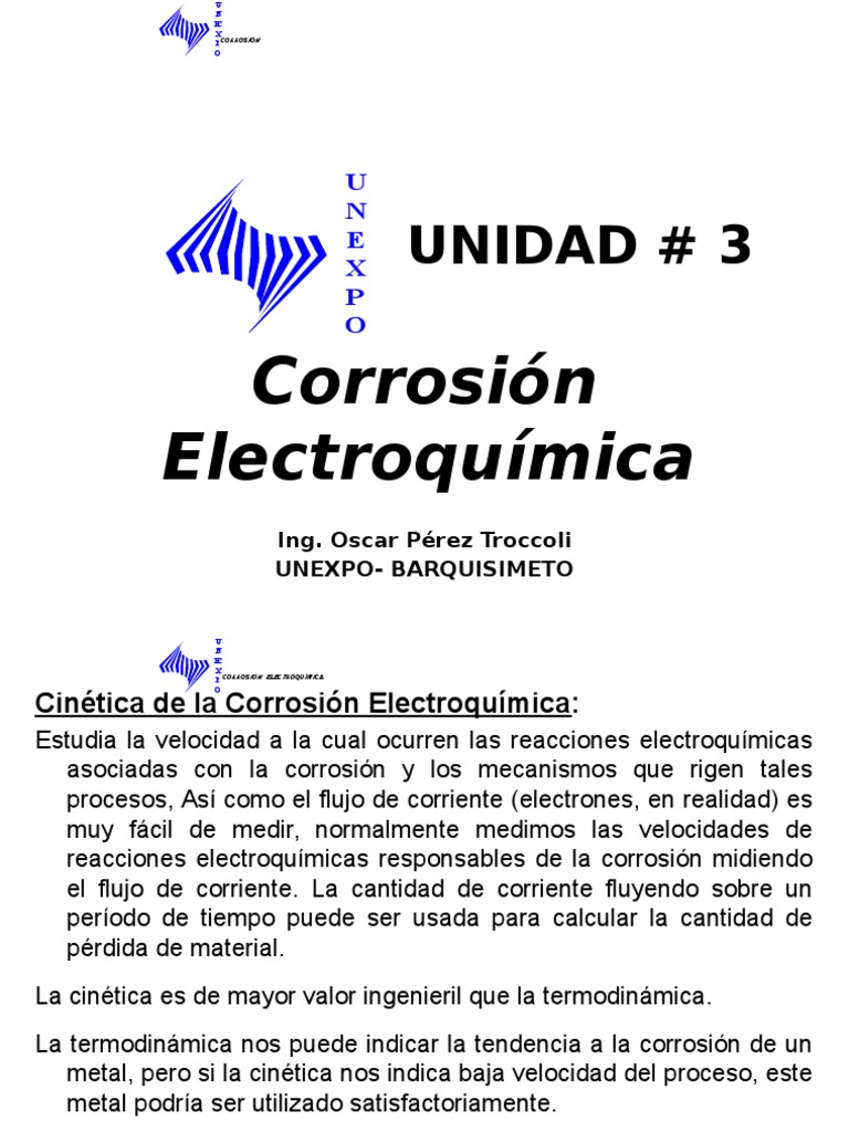UNIDAD III-2 Corrosión Electroquímica | PDF | Corrosión | Electroquímica