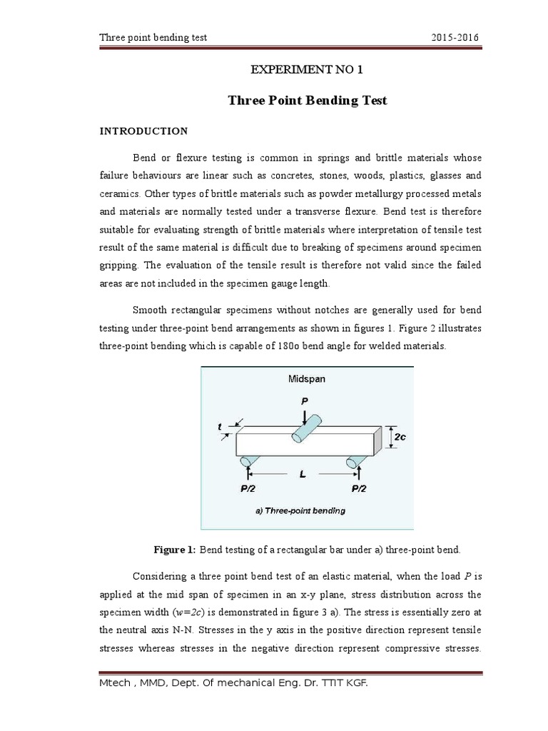 Three Point Bending Test: Experiment No 1 | PDF | Bending | Strength Of ...