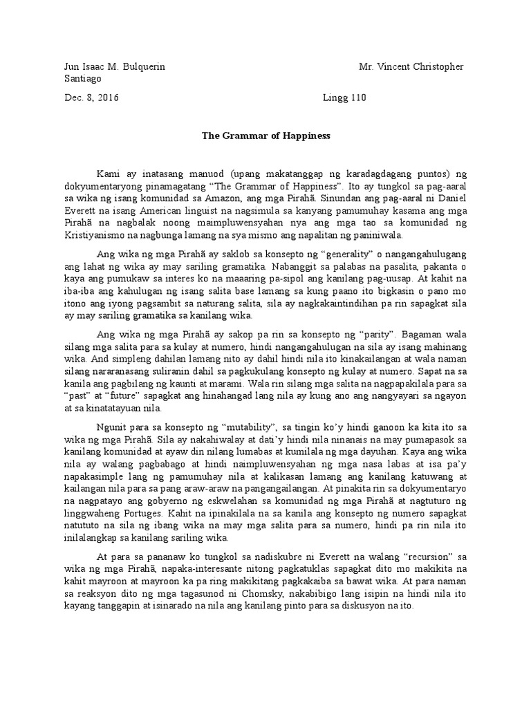 The Grammar of Happiness | PDF