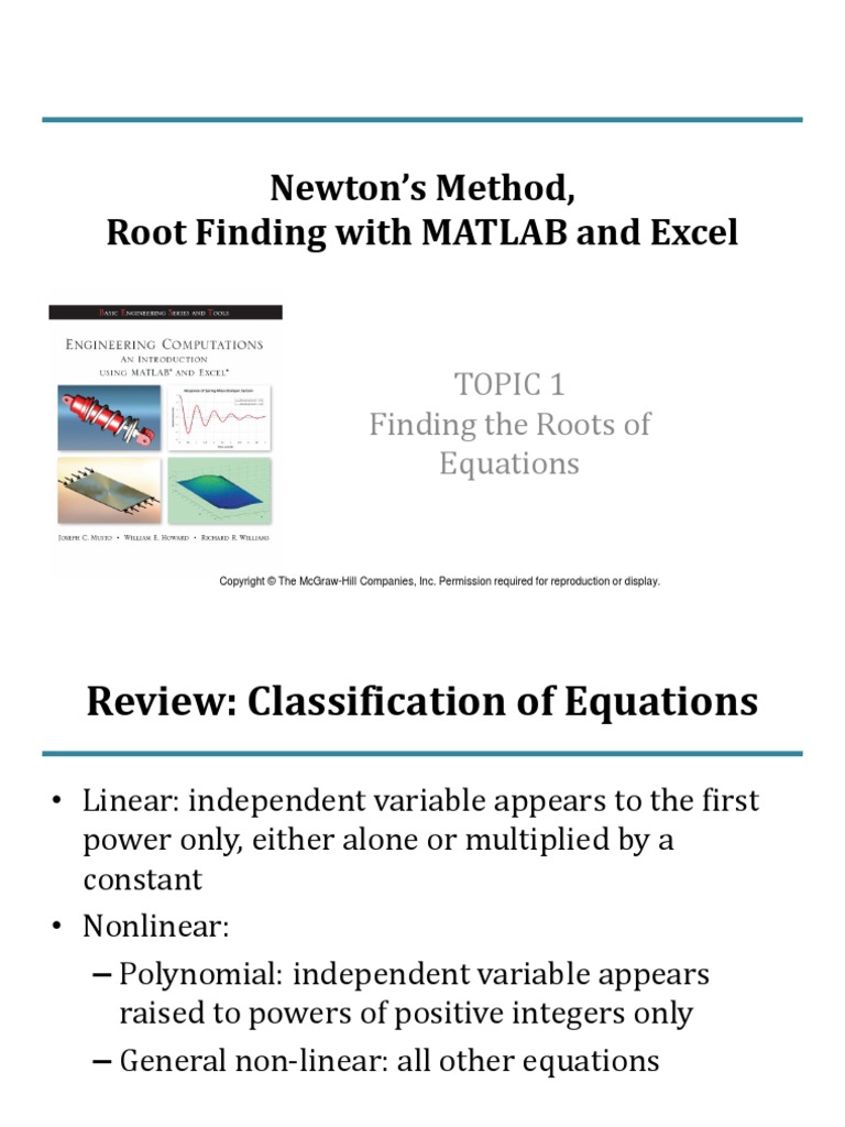 Newton's Method, Root Finding With MATLAB and Excel PDF | PDF | Zero Of ...